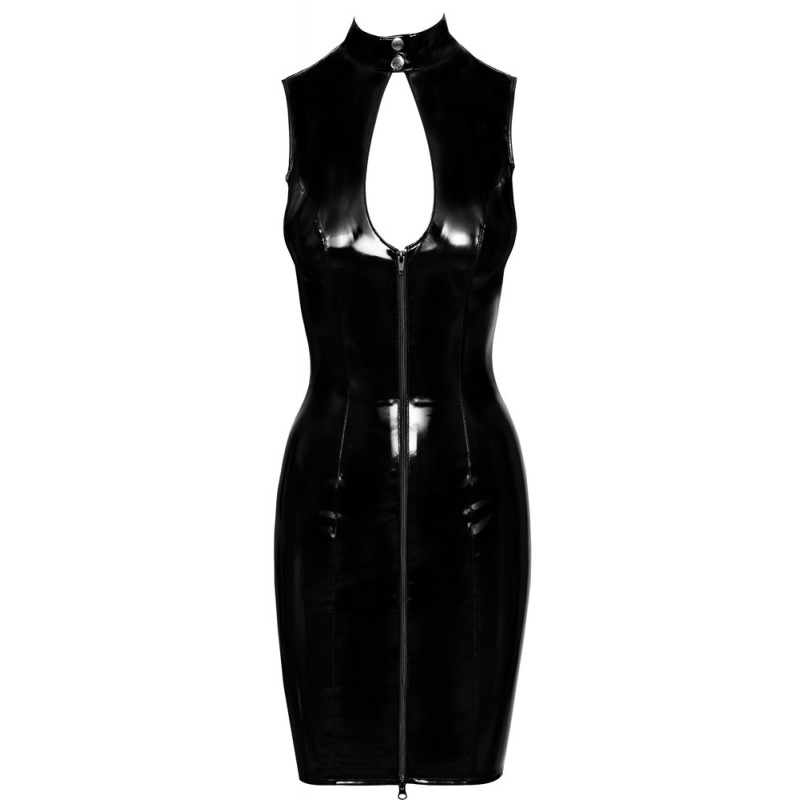 Robe Fetish Noir En Vinyle Ouverte Dans Le Dos Black Level